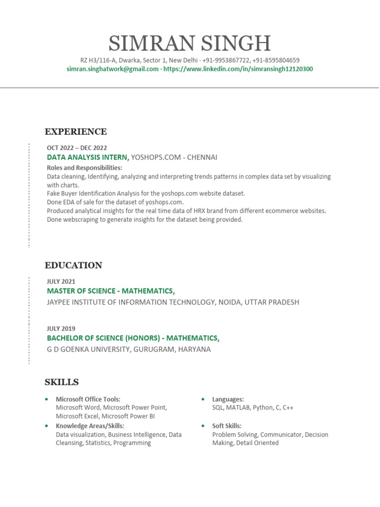 Simran's Resume-10 | PDF