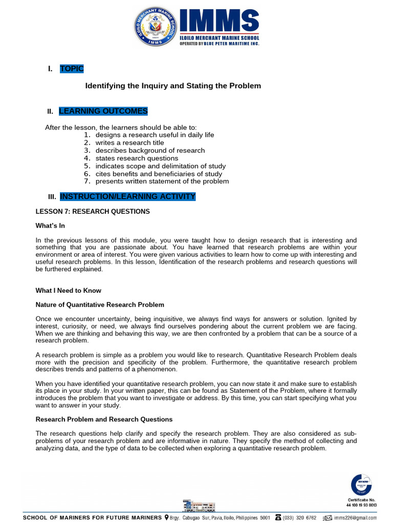 Topic 7 - Research Questions | PDF