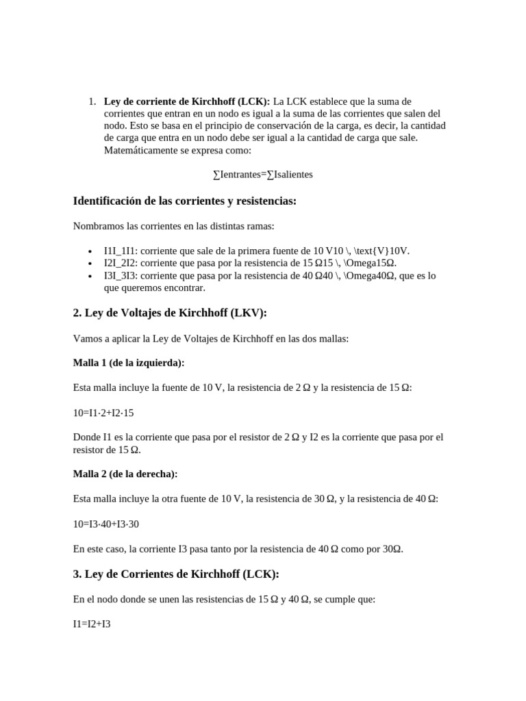 Ley de Corriente de Kirchhoff | PDF