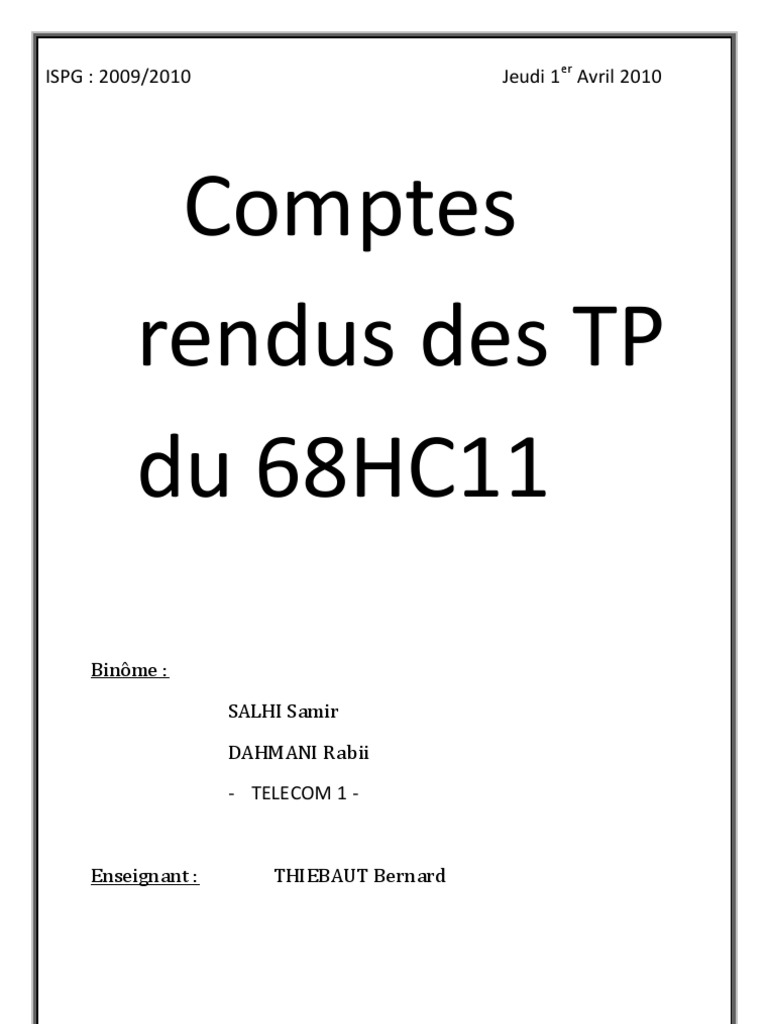 Compte Rendu TP Microcontrôleur | PDF | Assembleur | Structure de contrôle