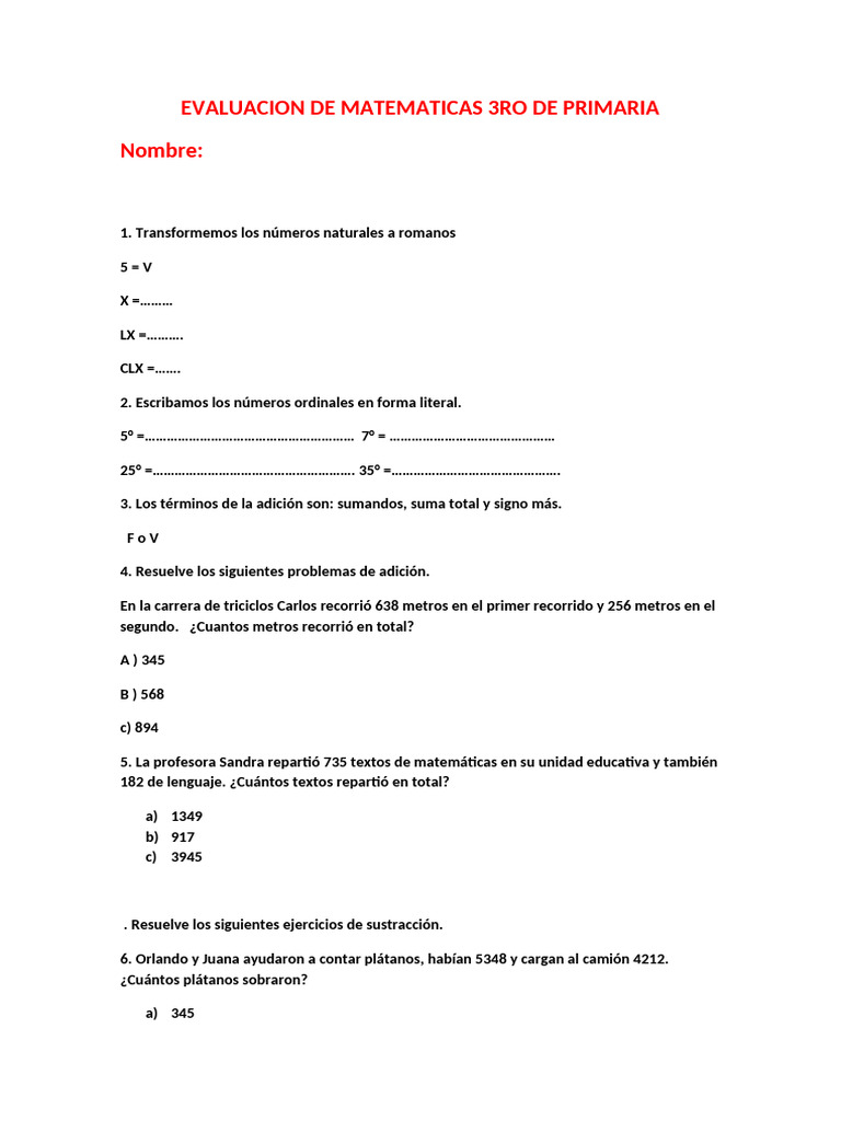 Matematicas 3ro de Primaria Anahi | PDF