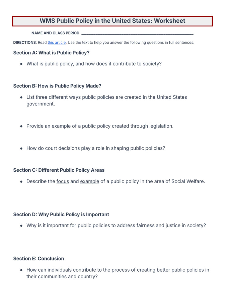 Copy of WMS Public Policy Worksheet 2 | PDF