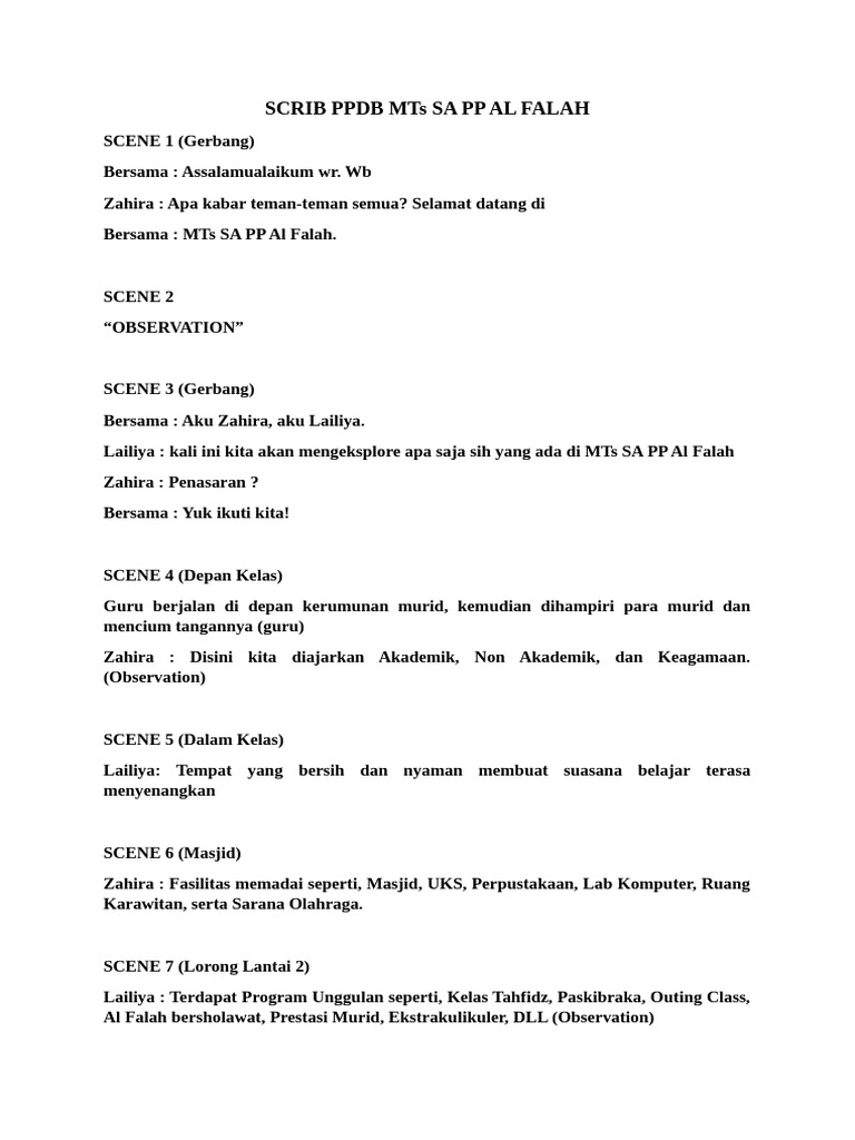 SCRIB PPDB MTs SA PP AL FALAH | PDF