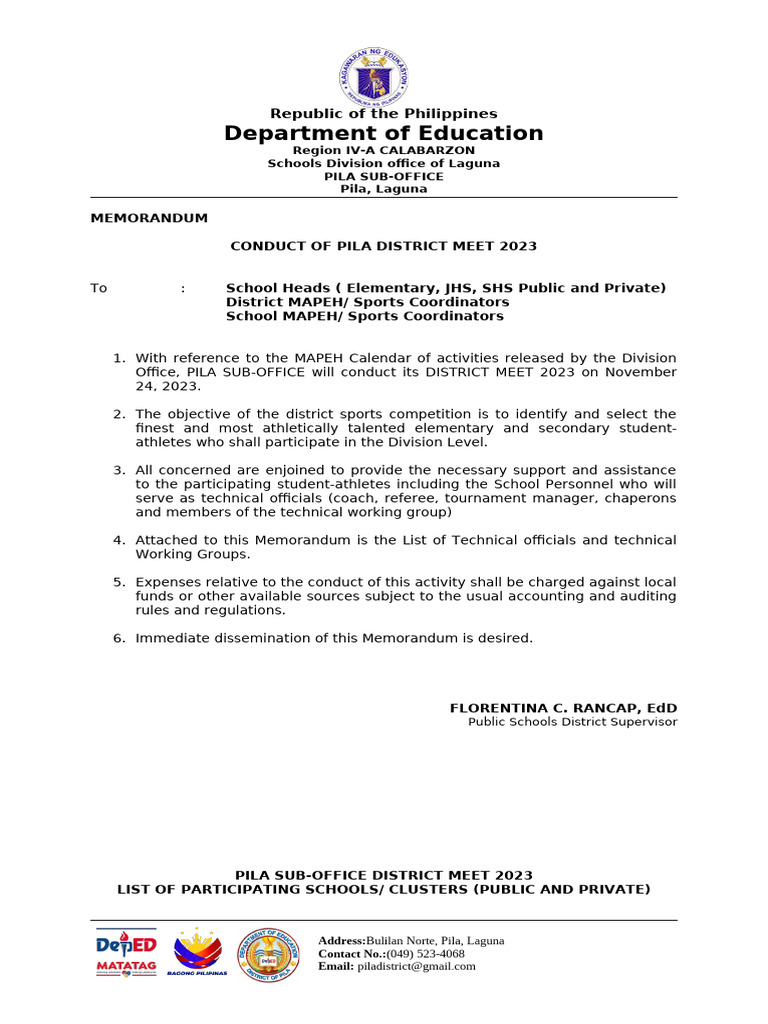MEMORANDUM-DISTRICT | PDF