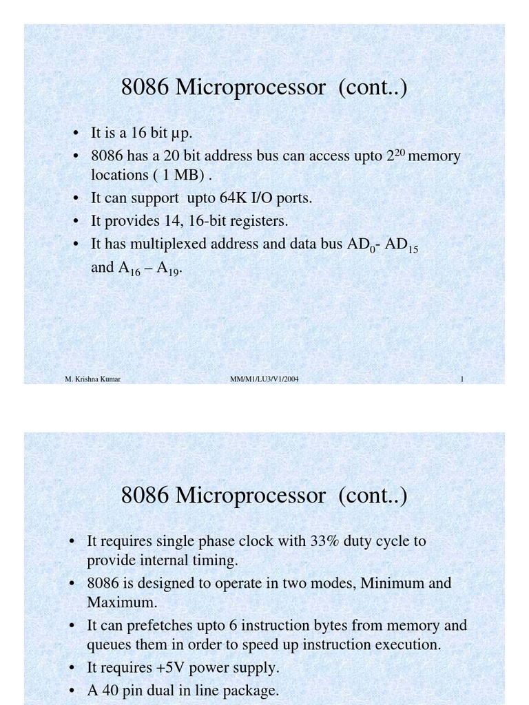 03 8086 Microprocessor | PDF | Instruction Set | Input/Output