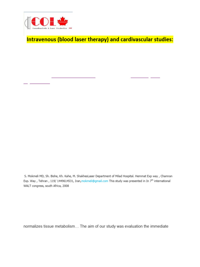ILIB Intravenous-Blood-Laser-Therapy-Cardivascular-Studies-1 | PDF