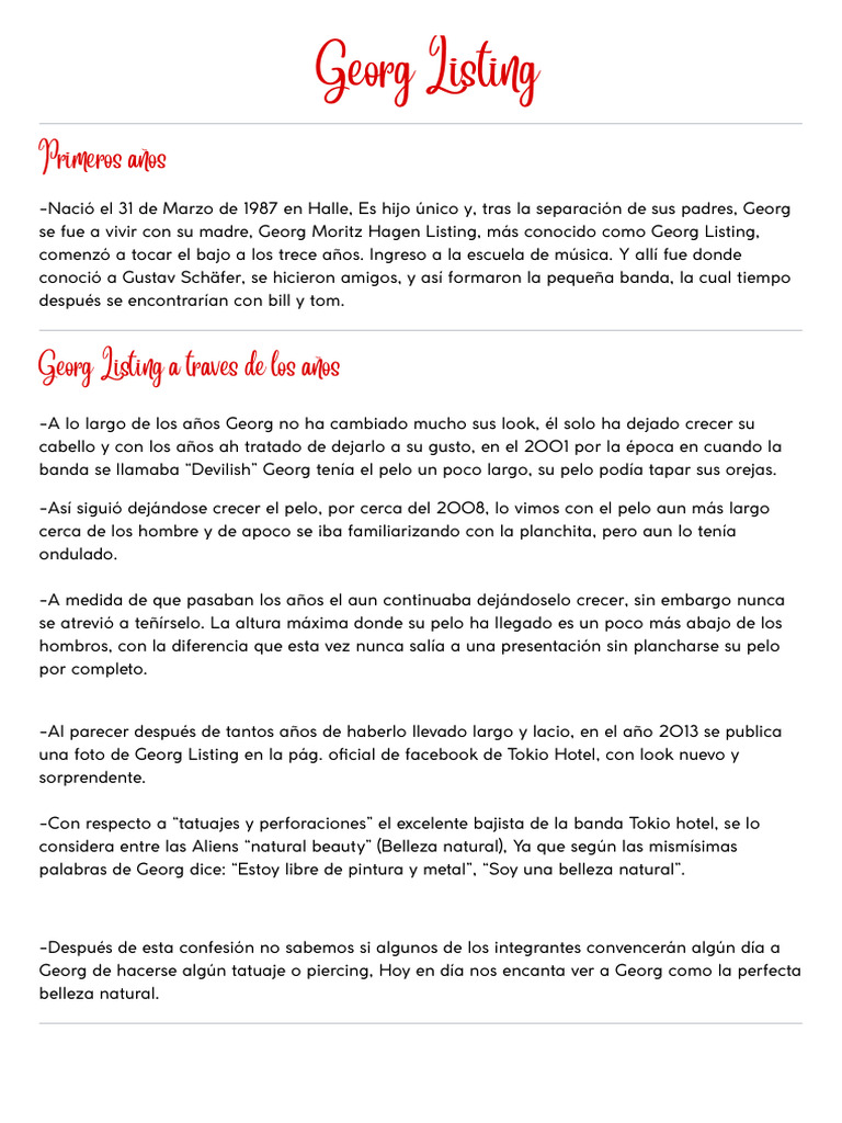 Georg Listing: Primeros Años | PDF