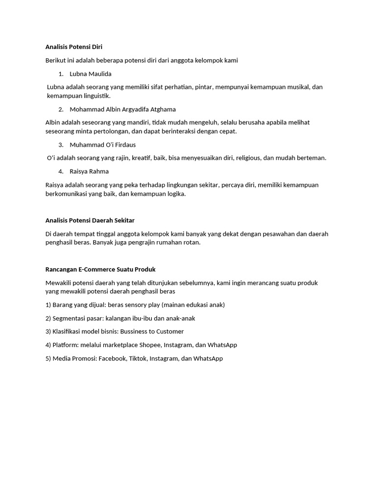 Analisis Potensi Diri - Informatika | PDF