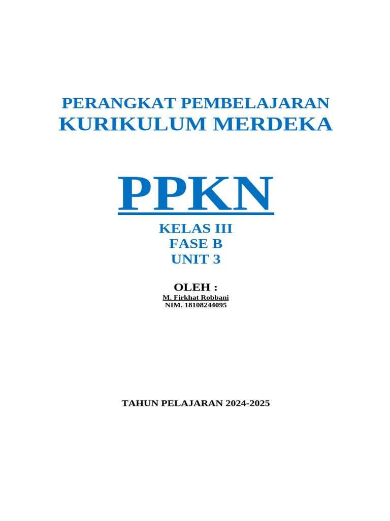 Modul Ajar (RPP Kurikulum Merdeka) PPKN-3-BAB-3 | PDF