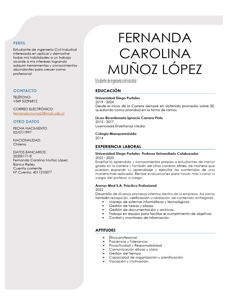 CV - Fernanda Muñoz | PDF