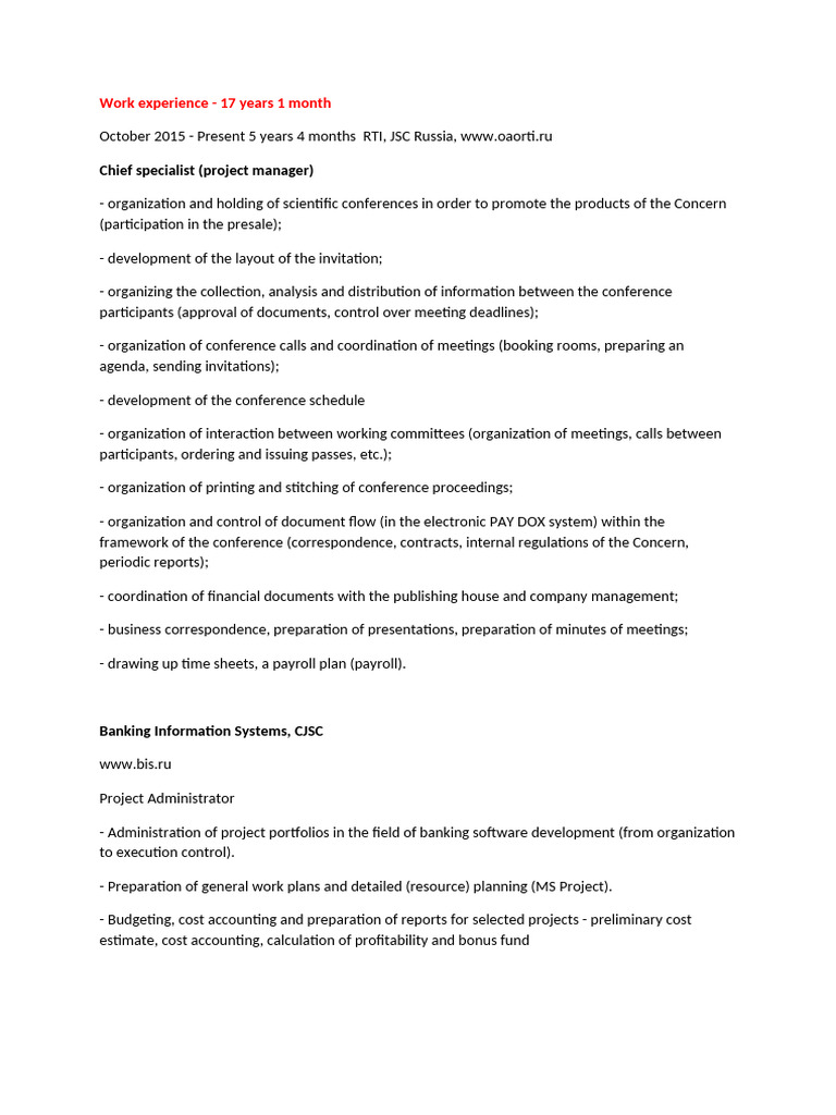 Work Experience | PDF