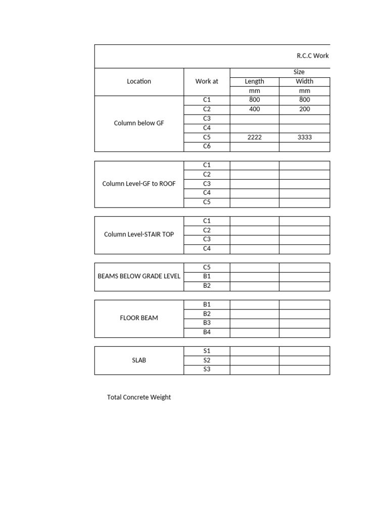 RCC and CompositeEXCEL | PDF