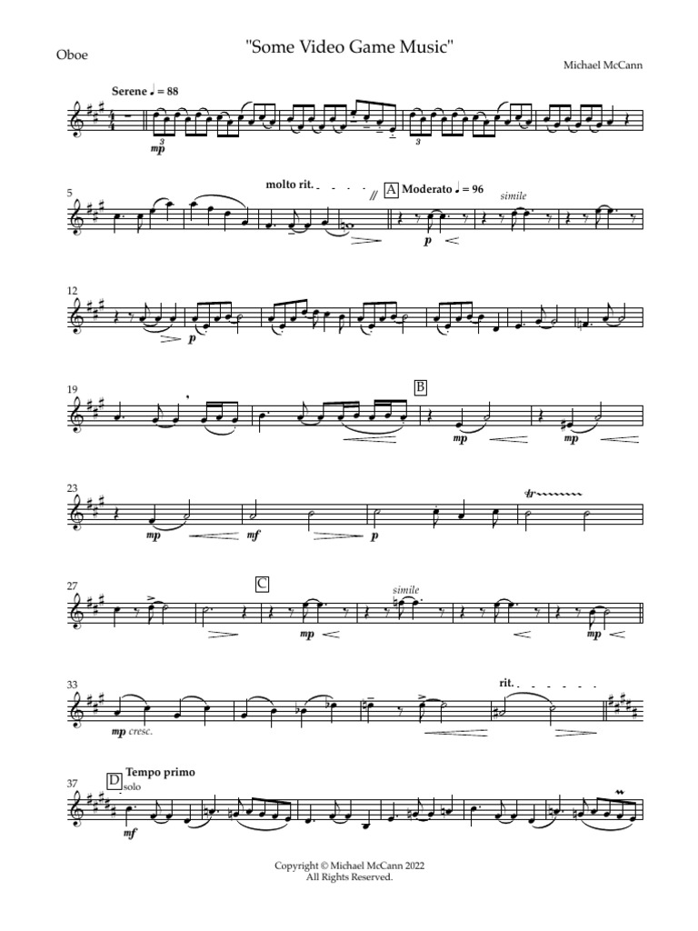 Some Video Game Music - Oboe | PDF