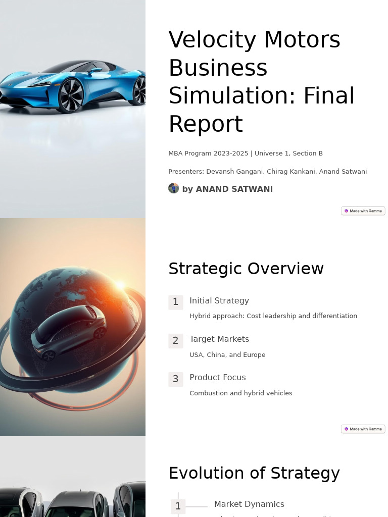 Velocity Motors Business Simulation Final Report | PDF