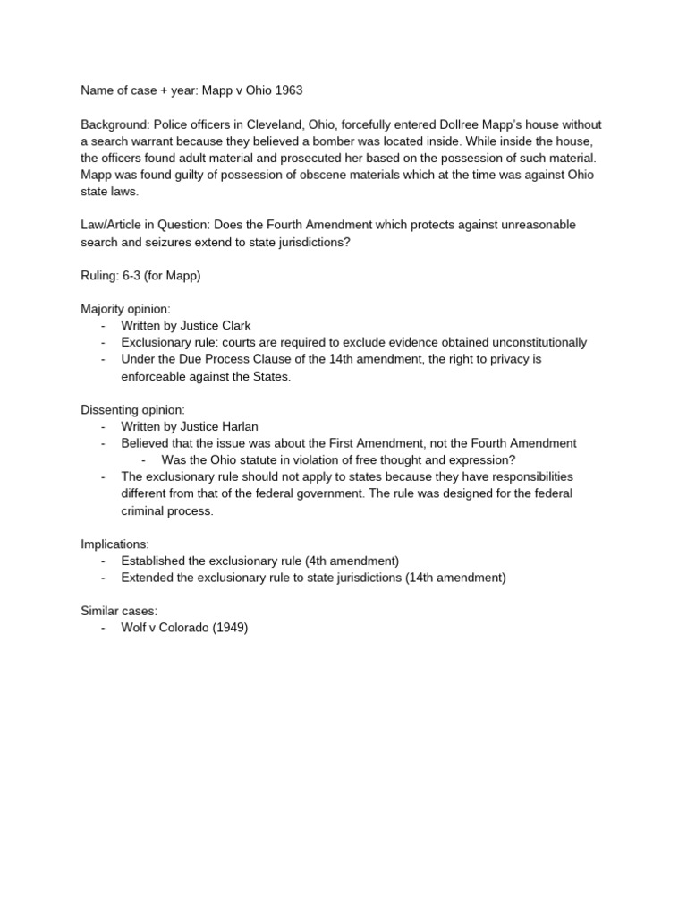 mapp v ohio IRAC | PDF