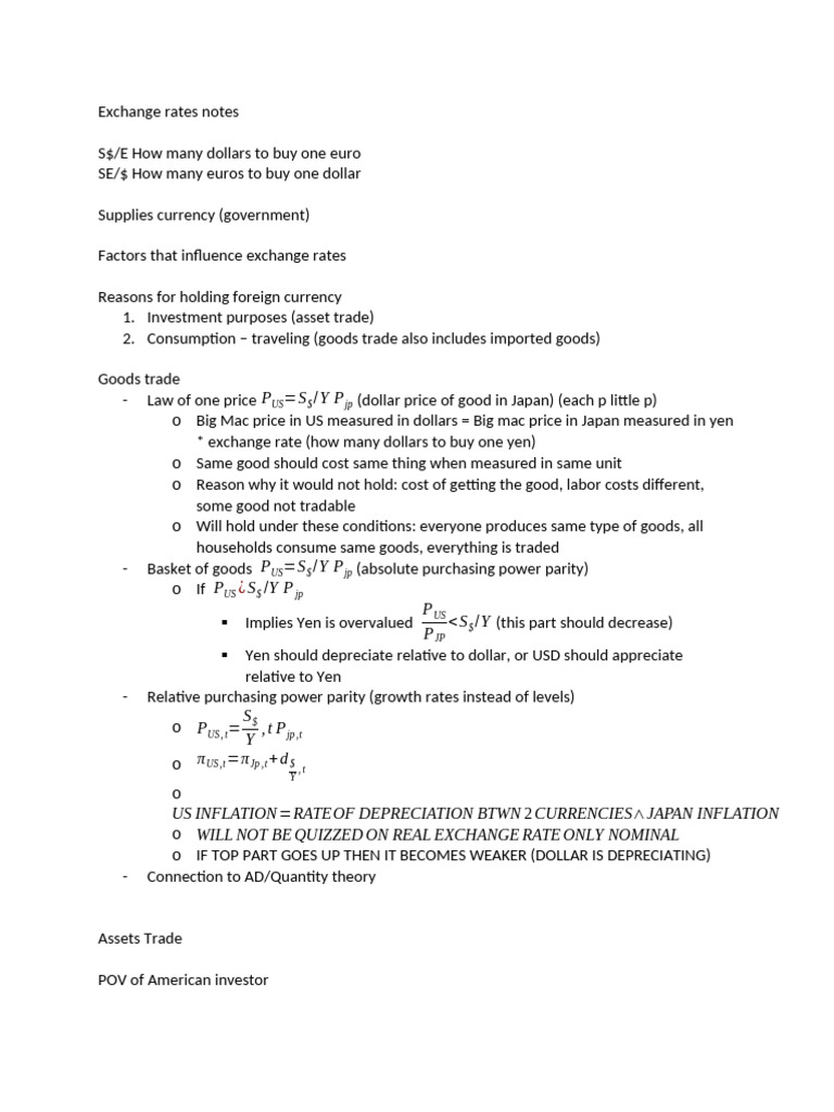 Exchange Rates Notes | PDF | Exchange Rate | Monetary Policy