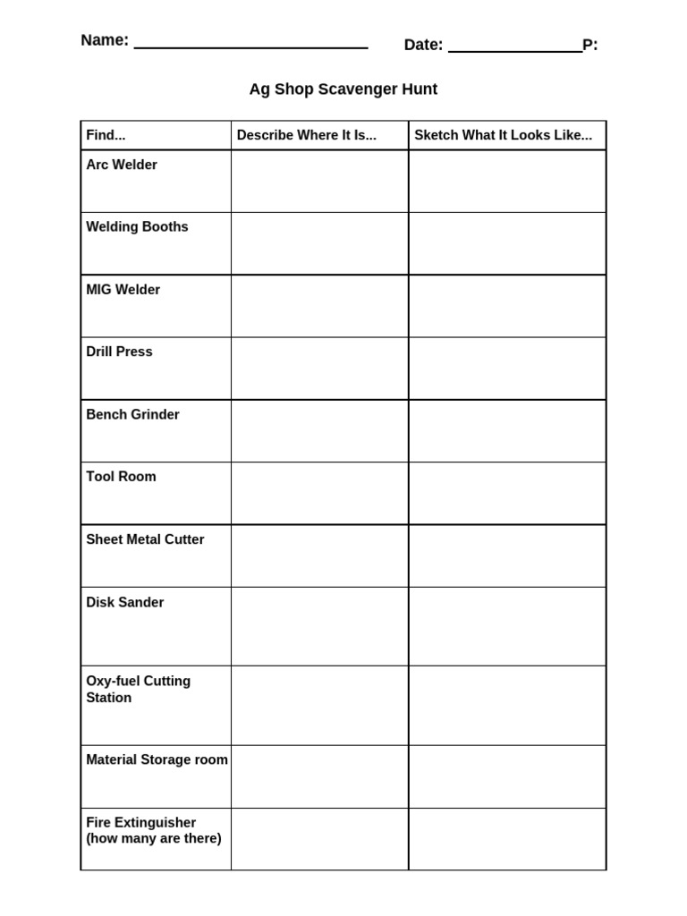 Shop Scavenger Hunt | PDF