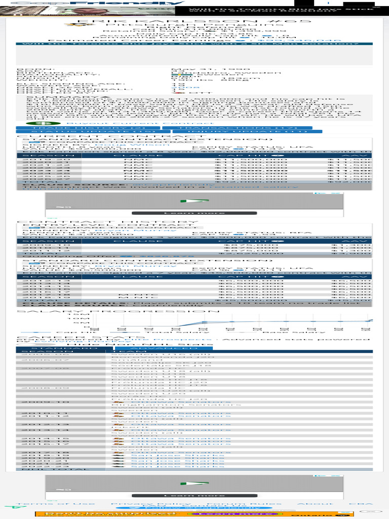 Erik Karlsson Contract, Cap Hit, Salary and Stats - CapFriendly - NHL ...