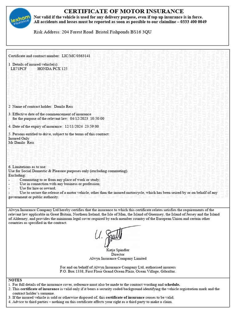 LIC-MC-0363141 Certificate of Insurance | PDF