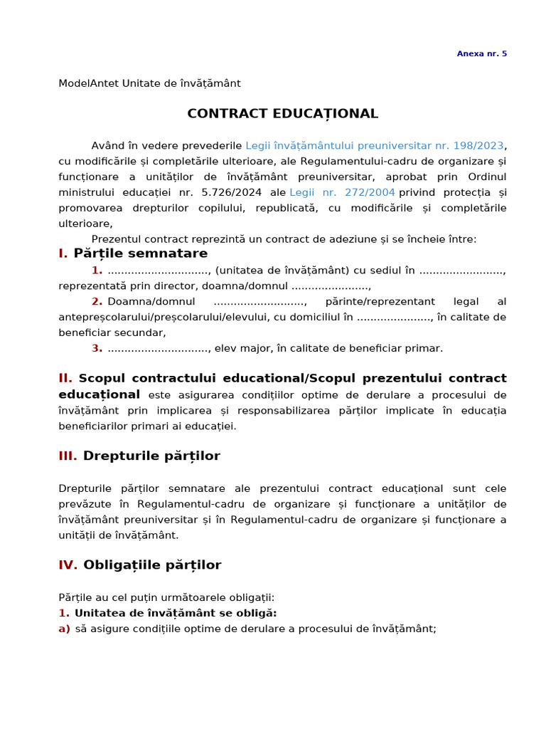Contract Educational 20242025 | PDF