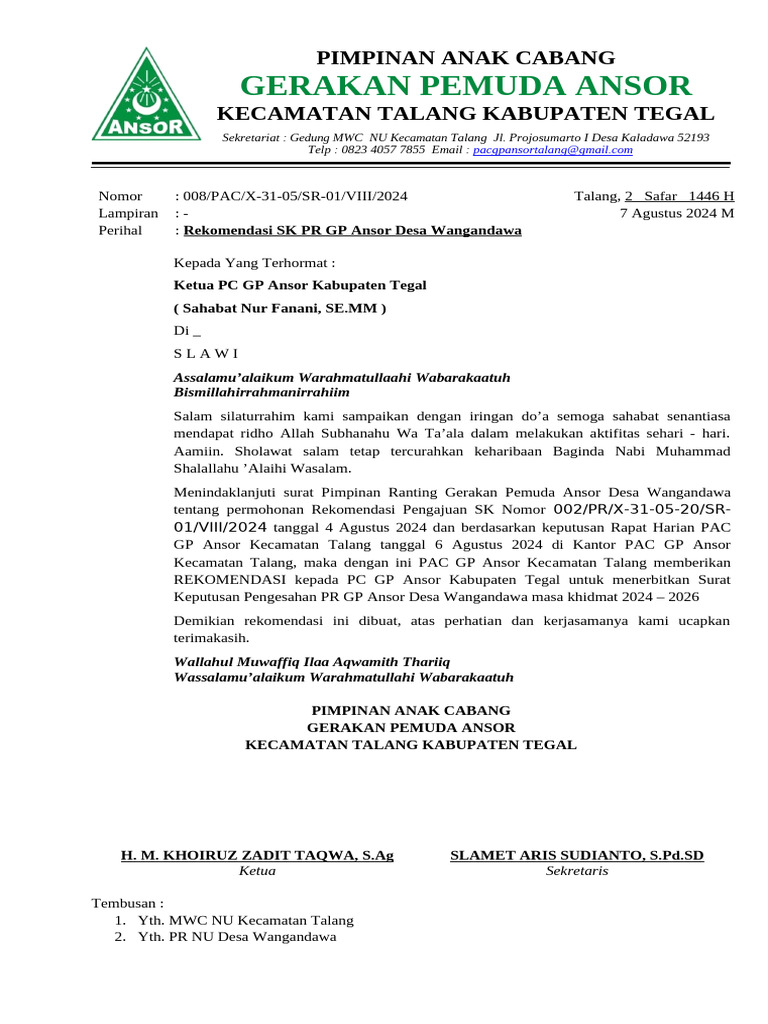 Permohonan SK & Pelantikan Ranting | PDF