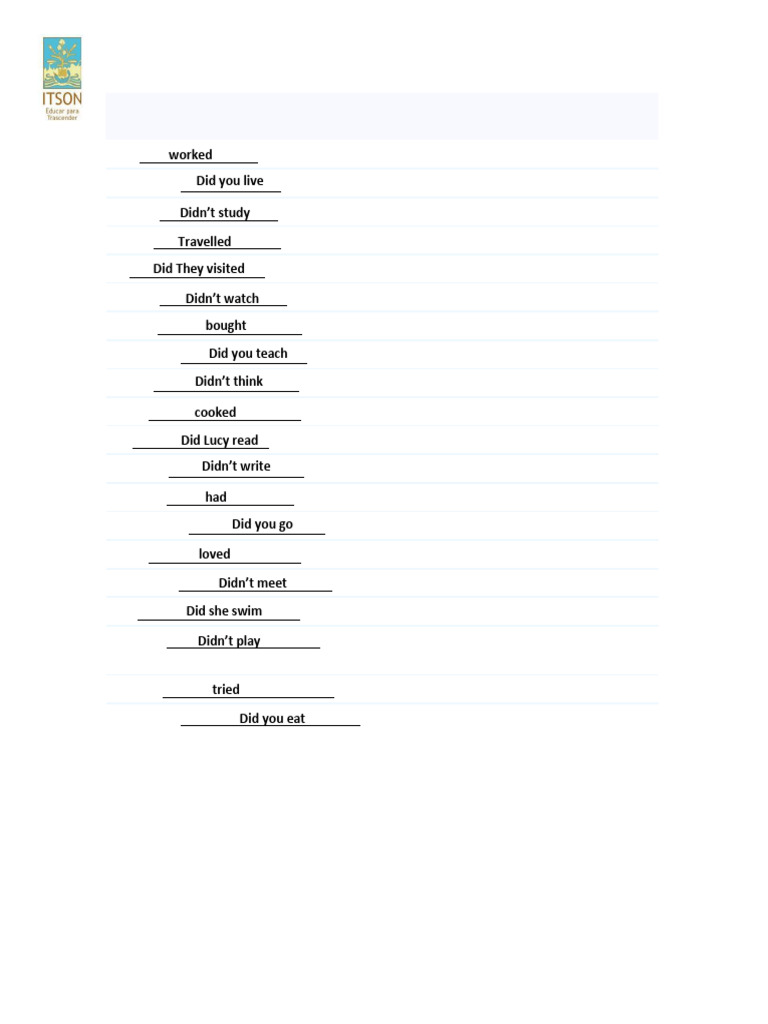Simple past homework | PDF