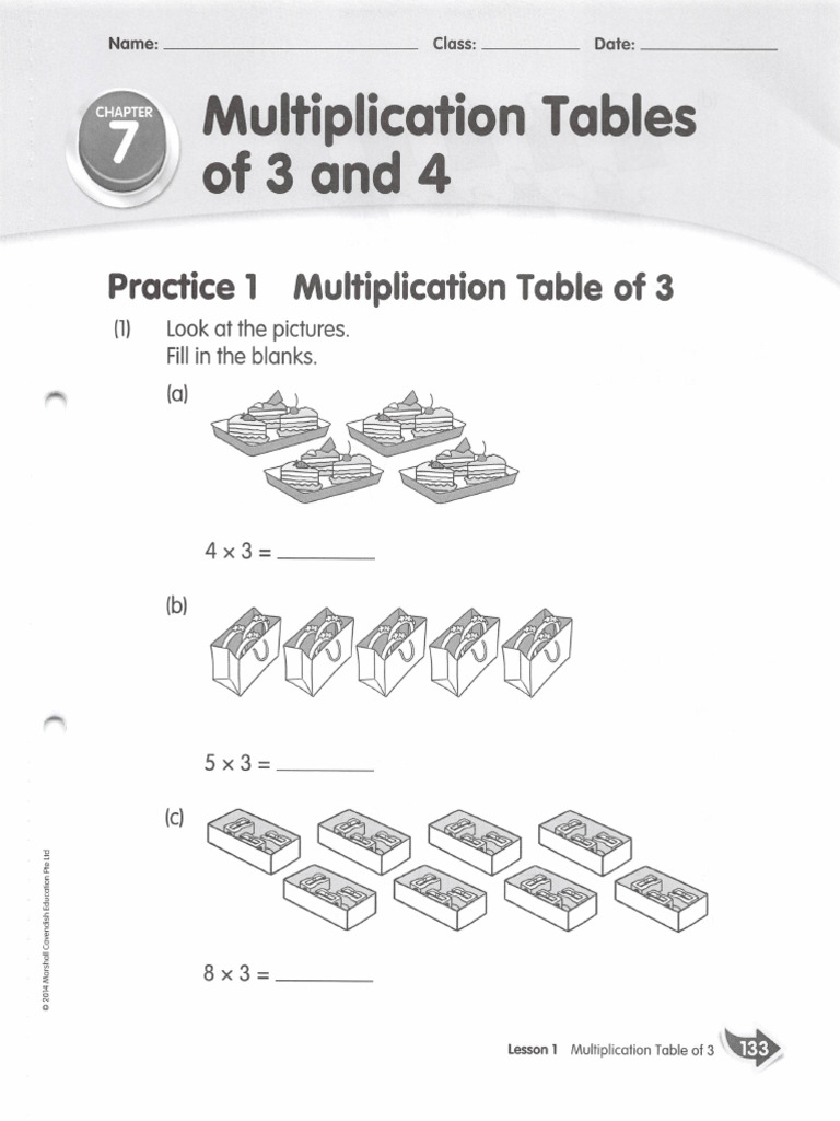 Chapter 7 Multiplication Tables of 3 and 4 | PDF
