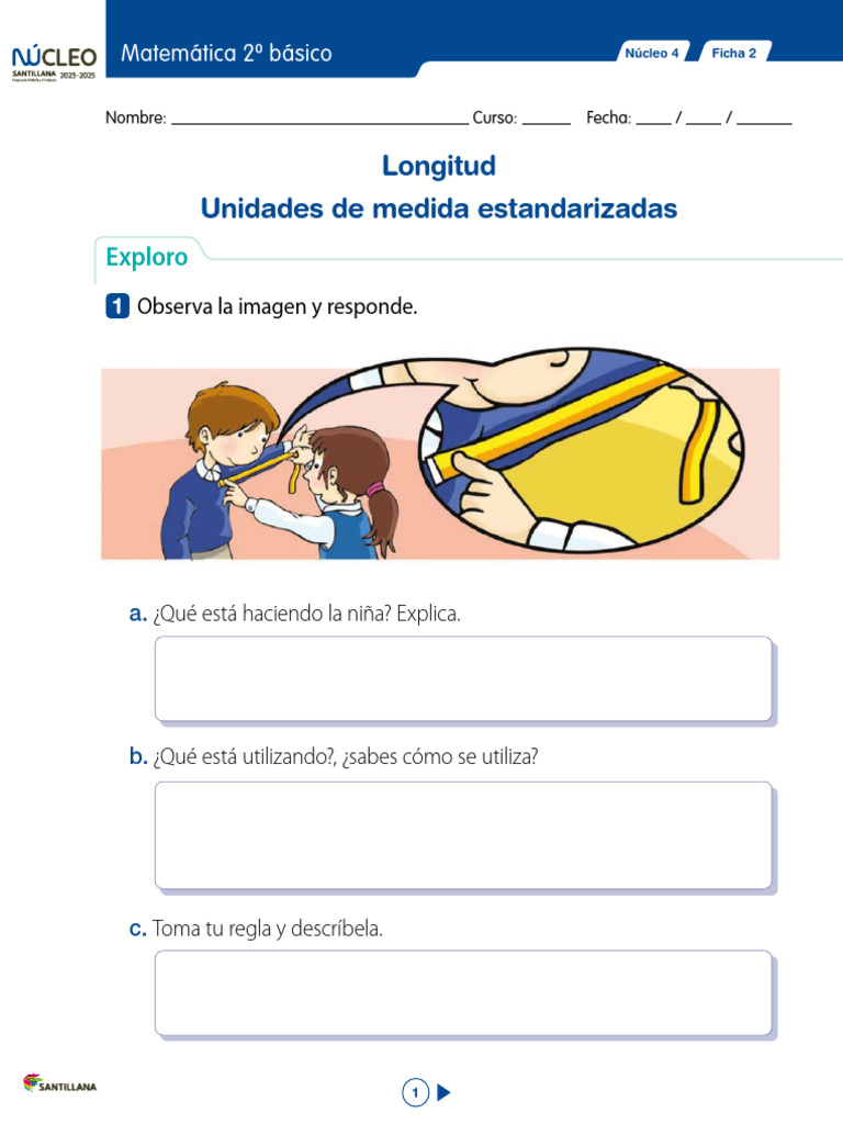 Matemática 2º_Longitud_Unidades de Medida Estandarizadas | PDF