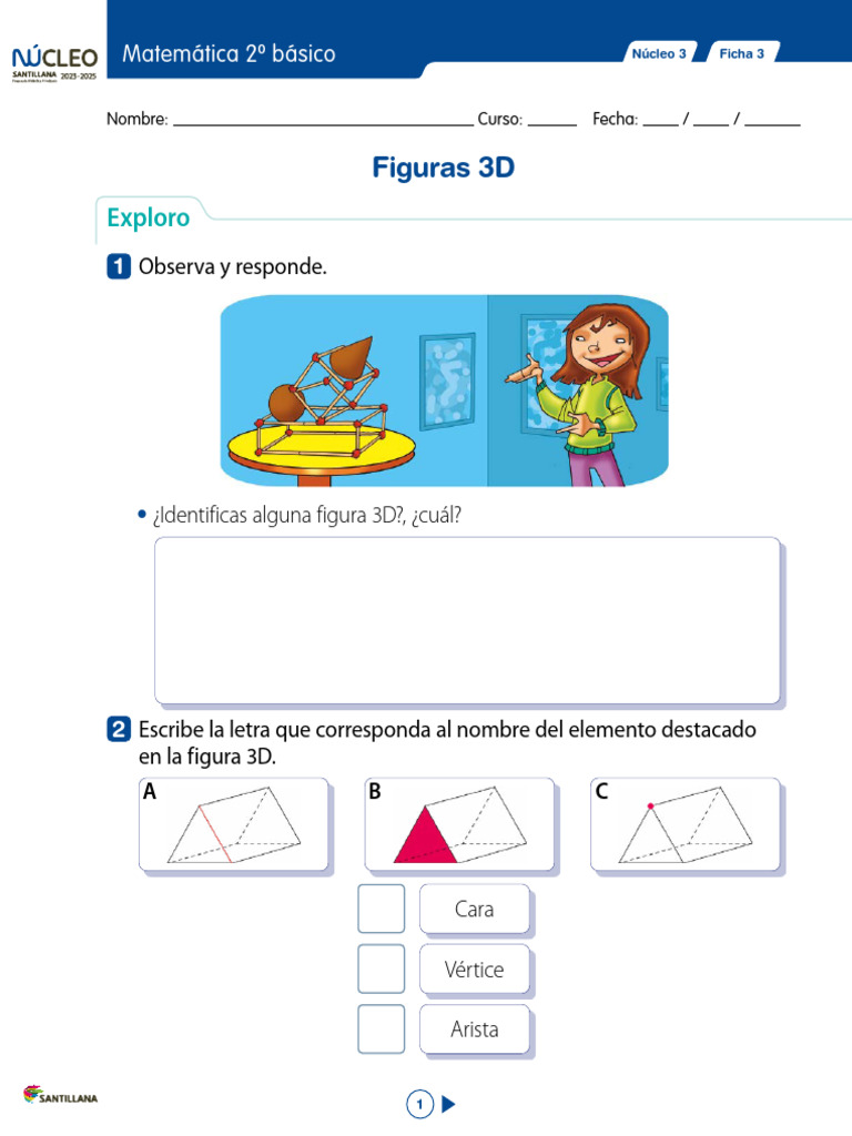 Matemática 2º_núcleo 3_ficha 3_Figuras 3D | PDF
