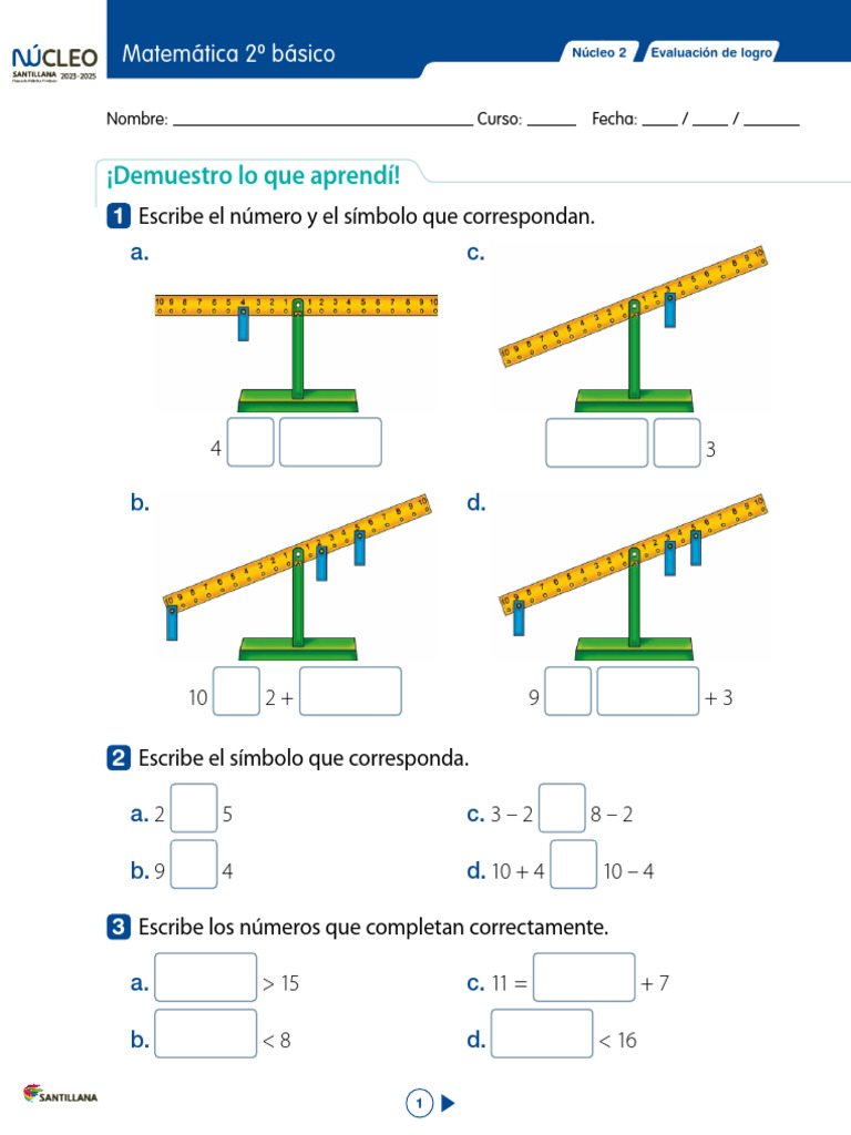 Matemática 2º - Núcleo 2 - Demuestro Lo Que Aprendí U2 | PDF