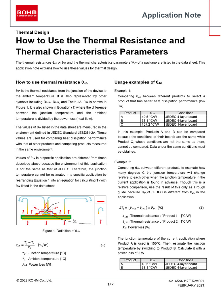 How To Use The RTH and Thermal Characteristics Parameters An-E | PDF
