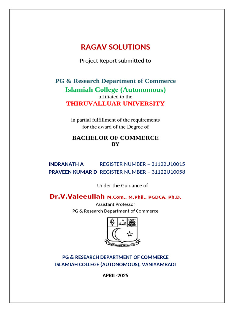 Internship Report Format RAGAV | PDF