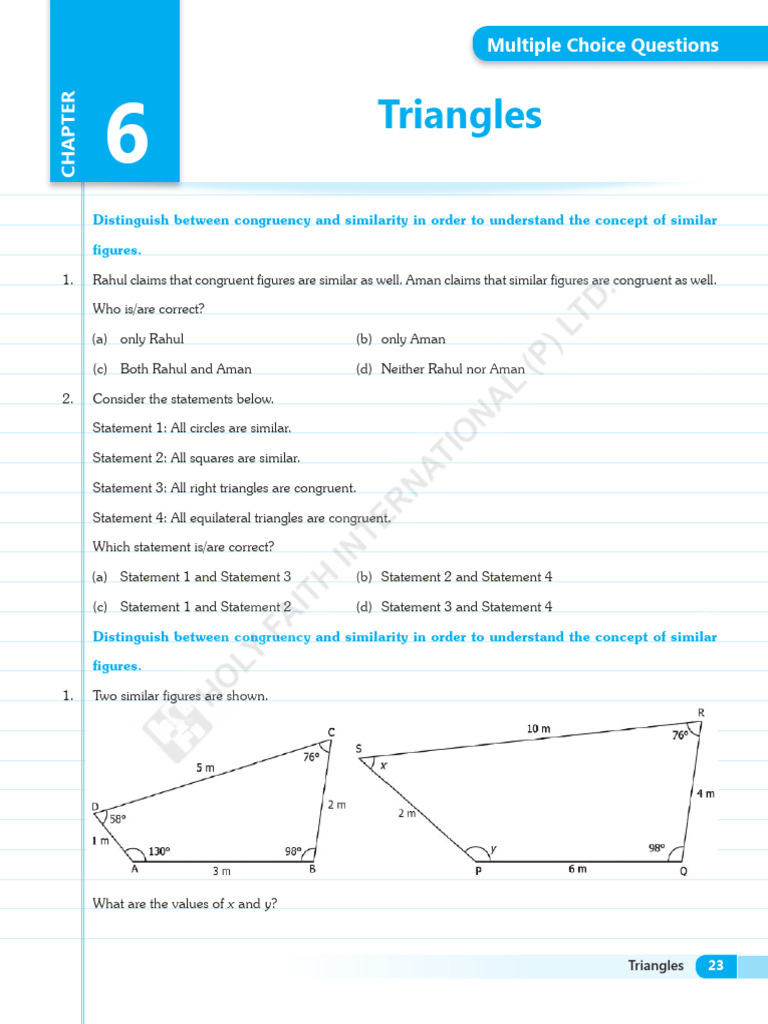 Triangles: Multiple Choice Questions | PDF
