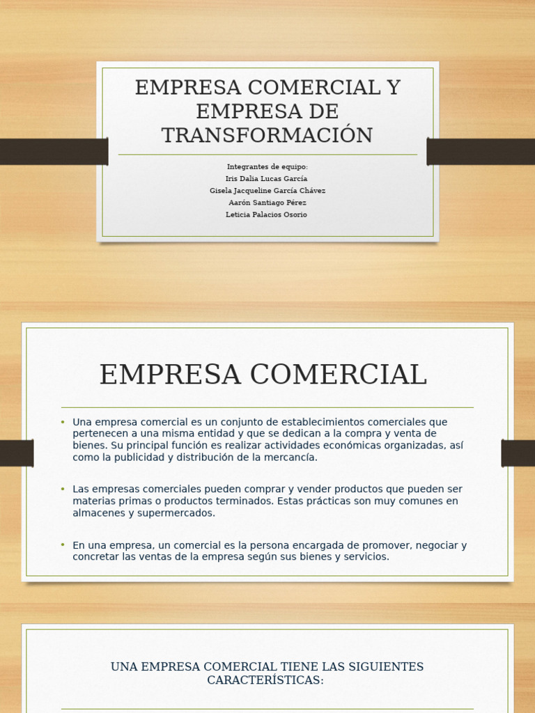 Empresa Comercial y Empresa de Transformación 2 | PDF