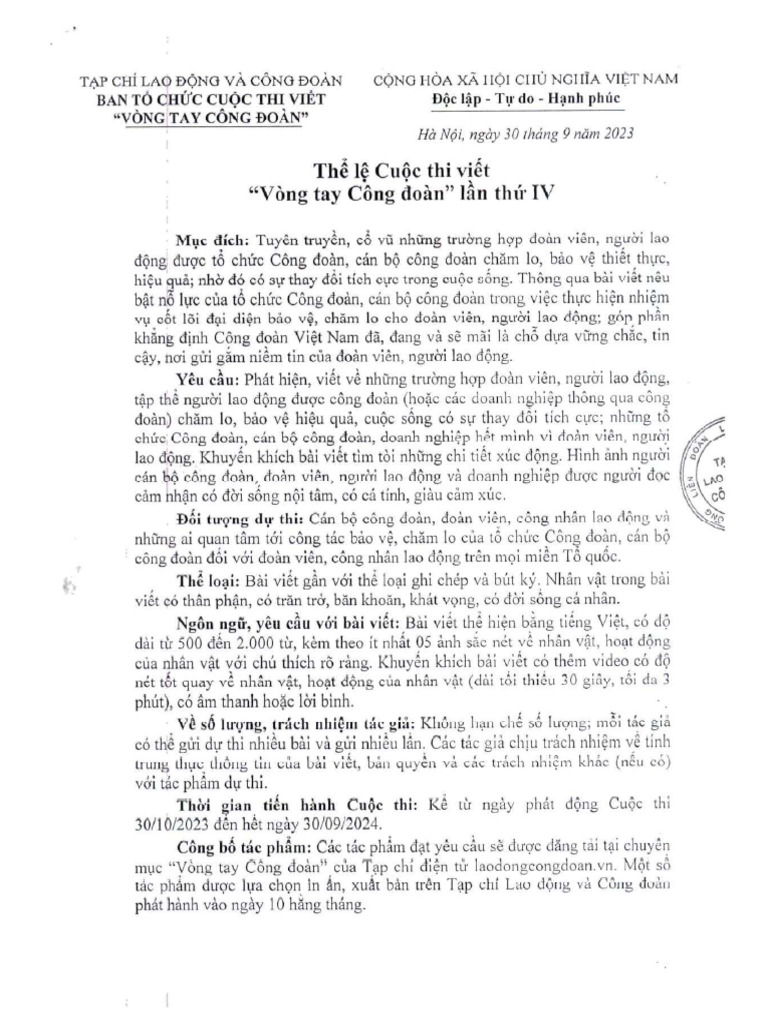 The Le Vong Tay Cong Doan | PDF