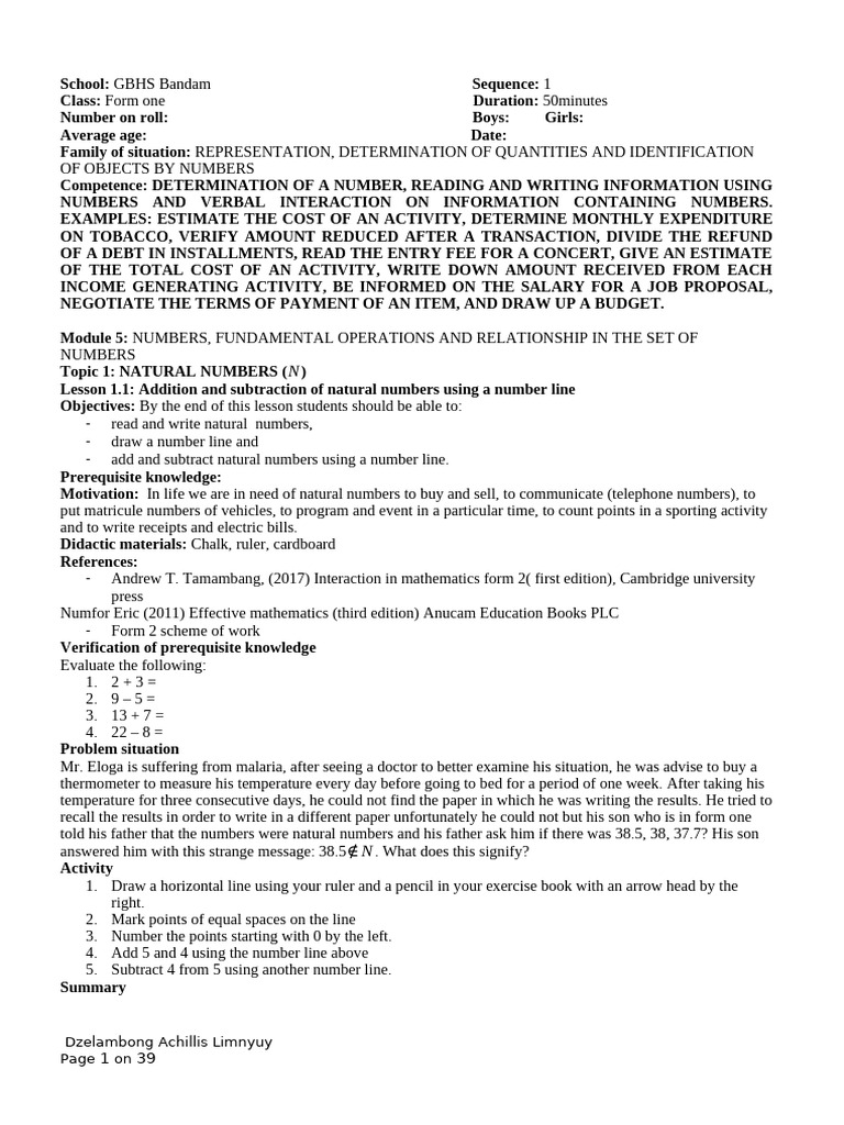 Form 1 Math: Natural Numbers | PDF | Triangle | Teaching Methods ...