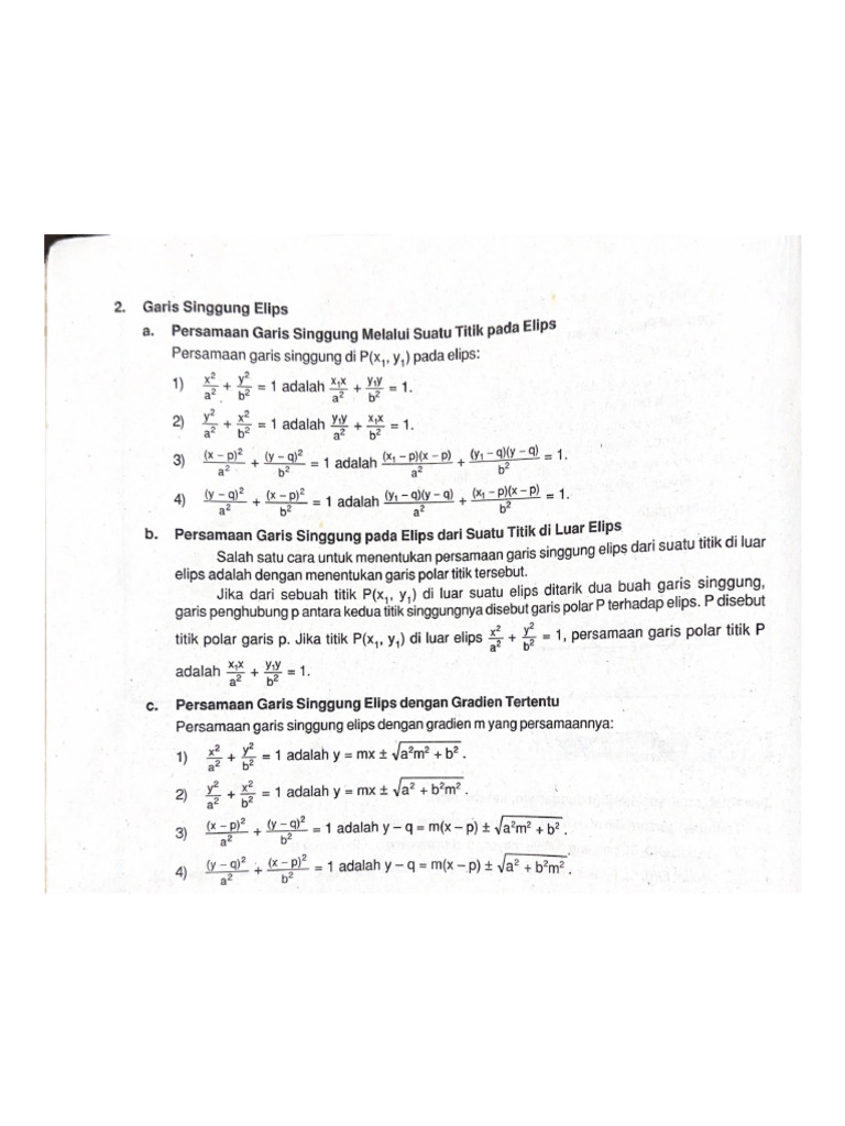 Persamaan Garis Singgung Elips | PDF