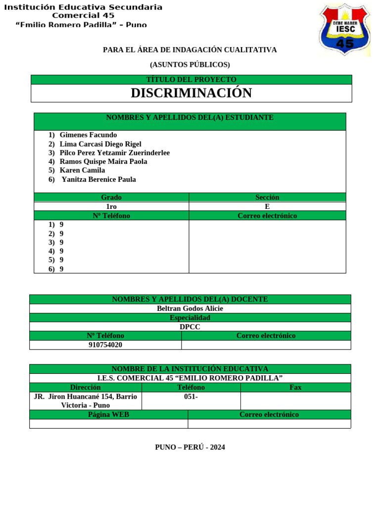 DPCC-Discriminación | PDF
