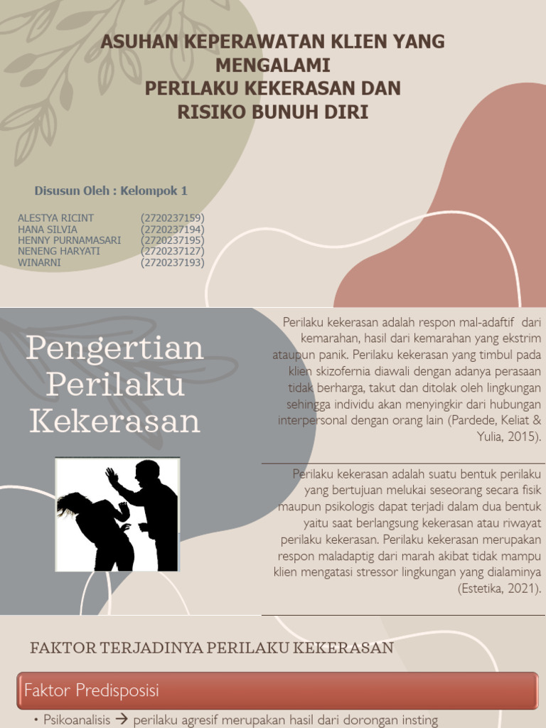 Askep Perilaku Kekerasan Dan Risiko Bunuh Diri - Kelompok 1 | PDF