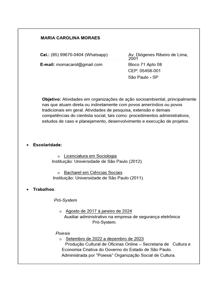 Curriculo Marco Atualizado 2024 | PDF