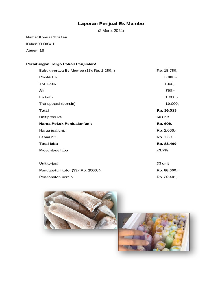 Laporan Penjual Es Mambo | PDF