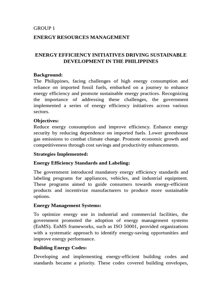 Energy Efficiency for Sustainable Development | PDF | Energy ...