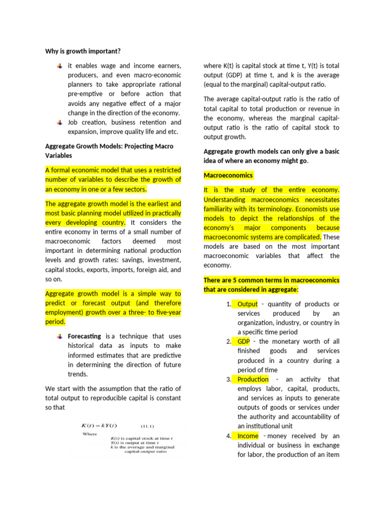 Aggregate Growth Models | PDF