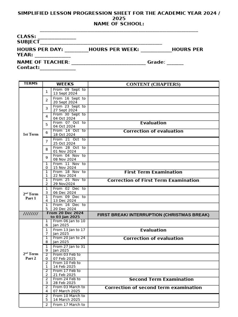 New Lesson Progression Sheet | PDF
