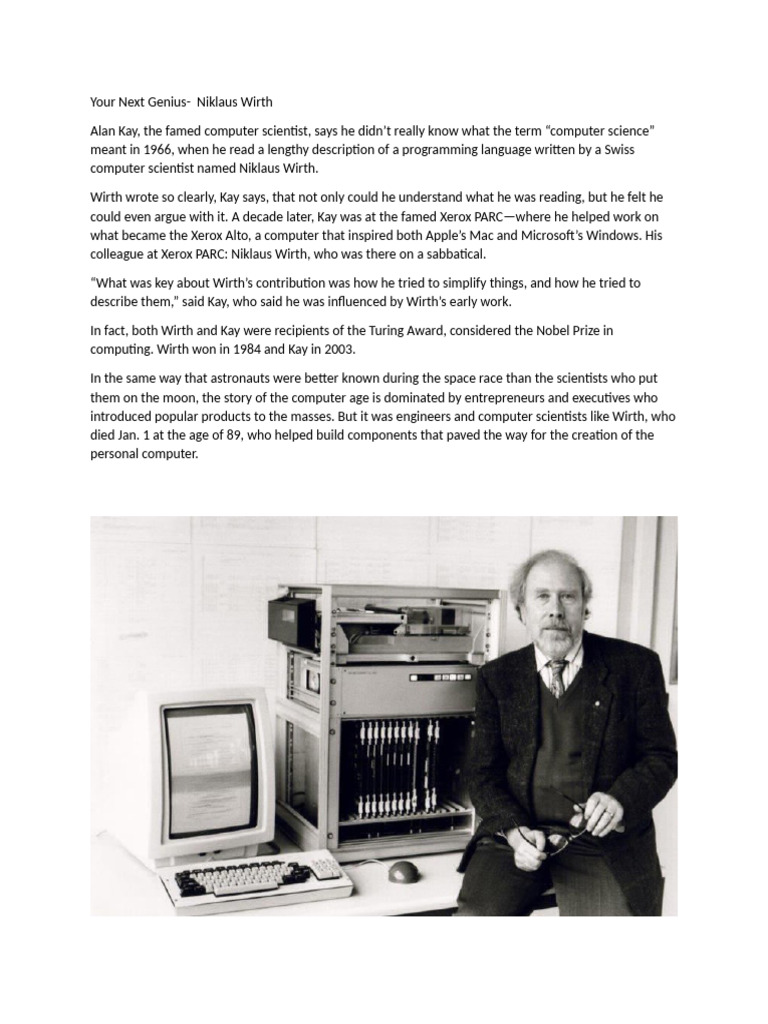 Your Next Genius - Niklaus Wirth | PDF