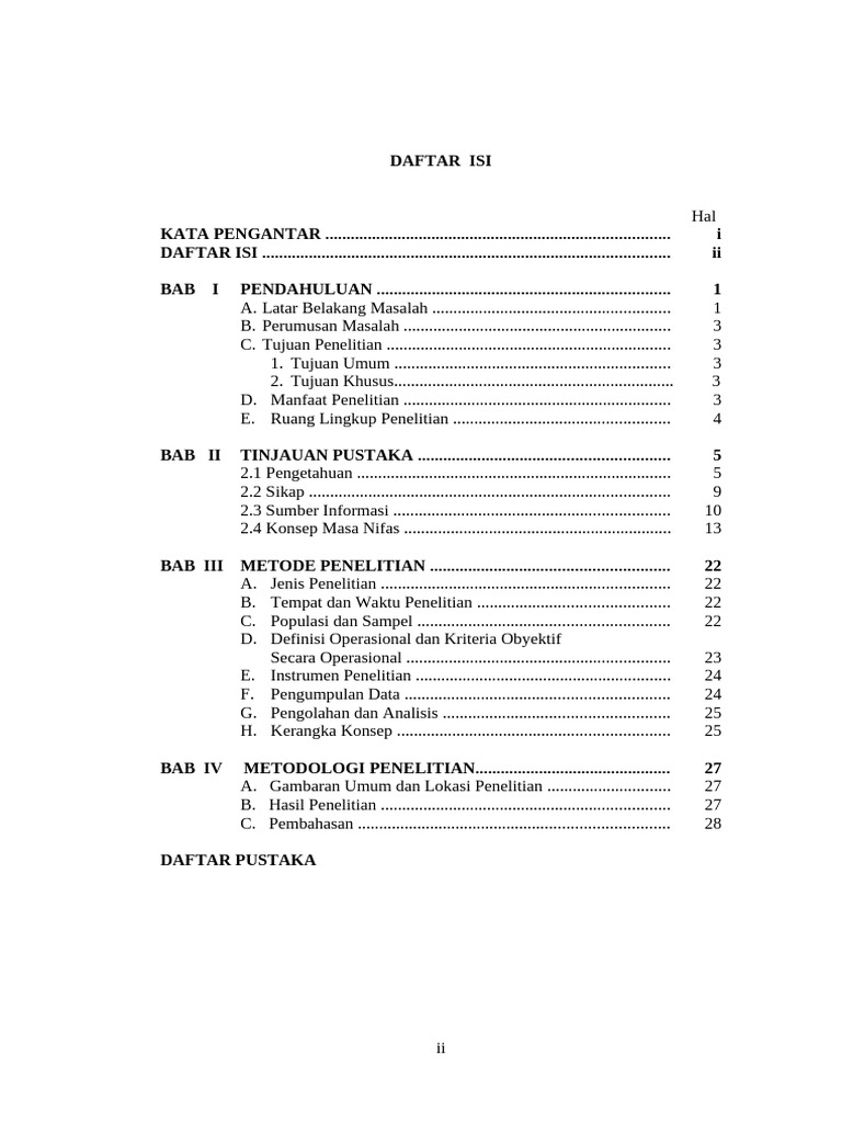 Daftar Isi Kti | PDF