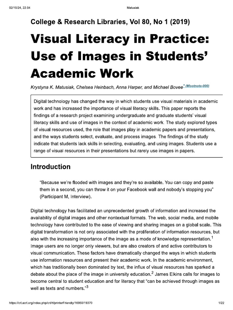 Visual Literacy For Student | PDF