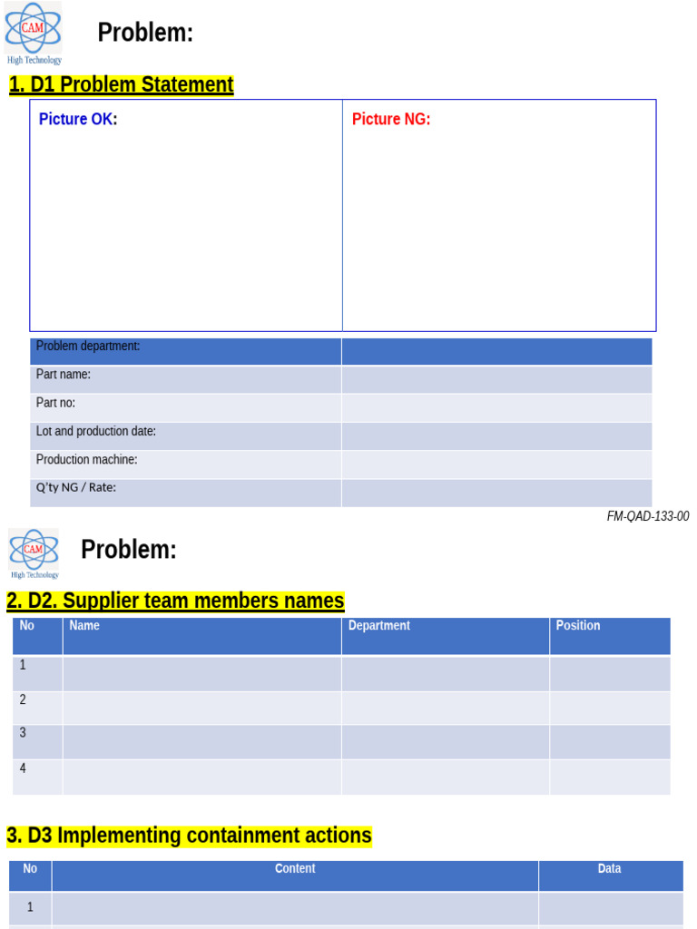 Form Custormer Claim Report (8D Form) | PDF