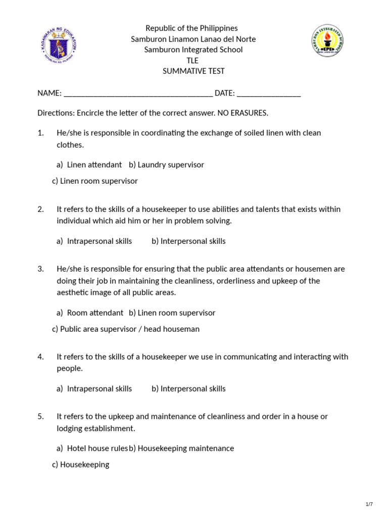 TLE SUMMATIVE TEST | PDF