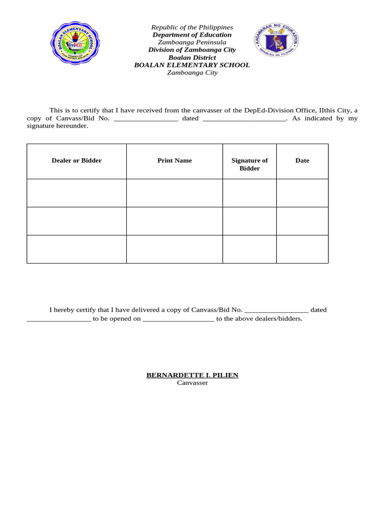 Boalan Canvass | PDF